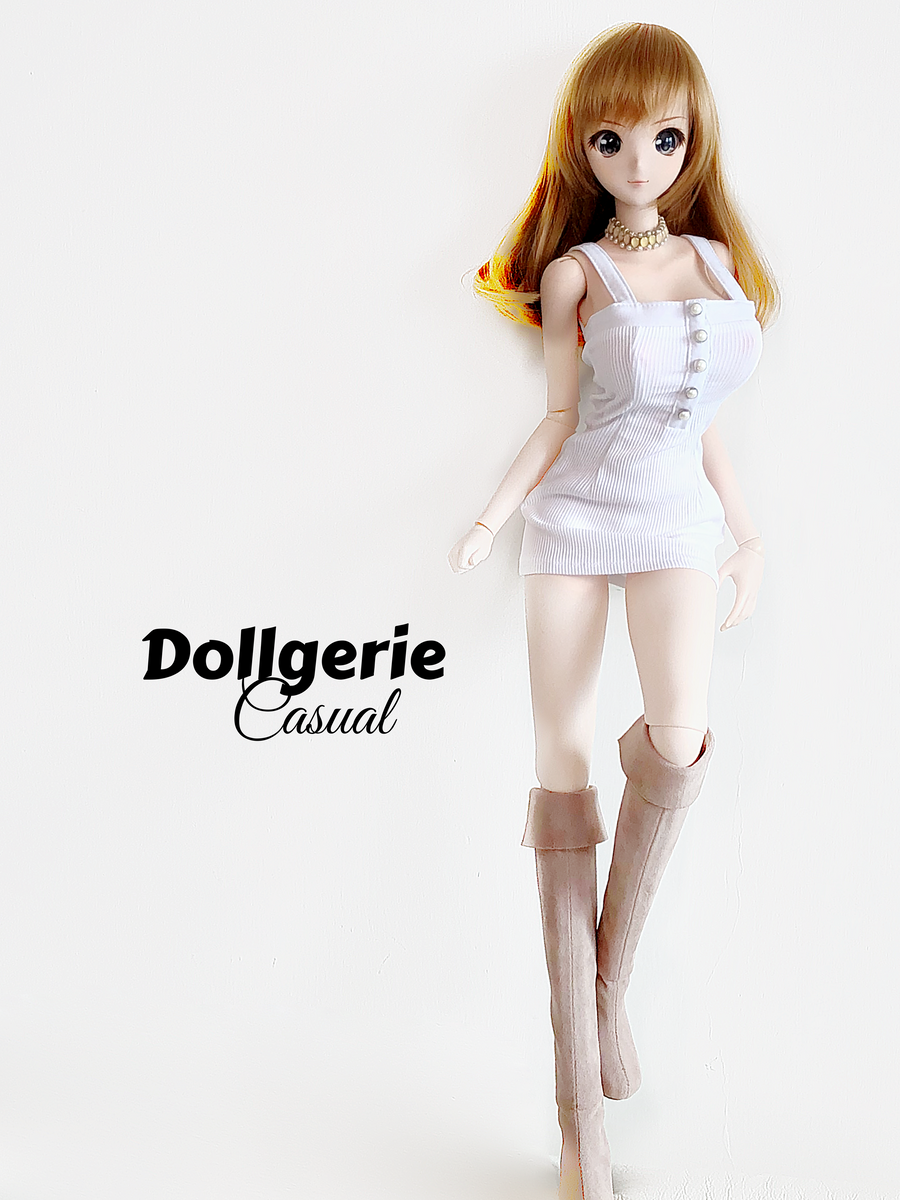 Button front slim white mini dress for SmartDoll / DD – Dollgerie